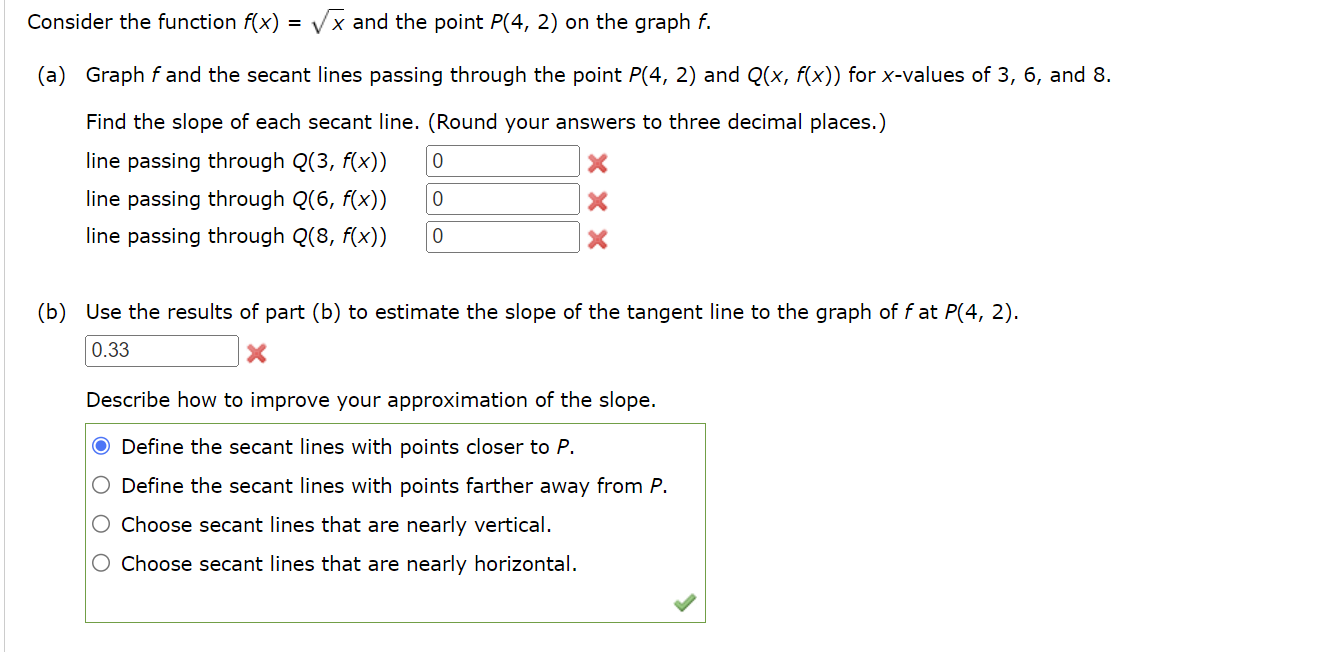 Solved Consider the function f(x)=x2 ﻿and the point P(4,2) | Chegg.com