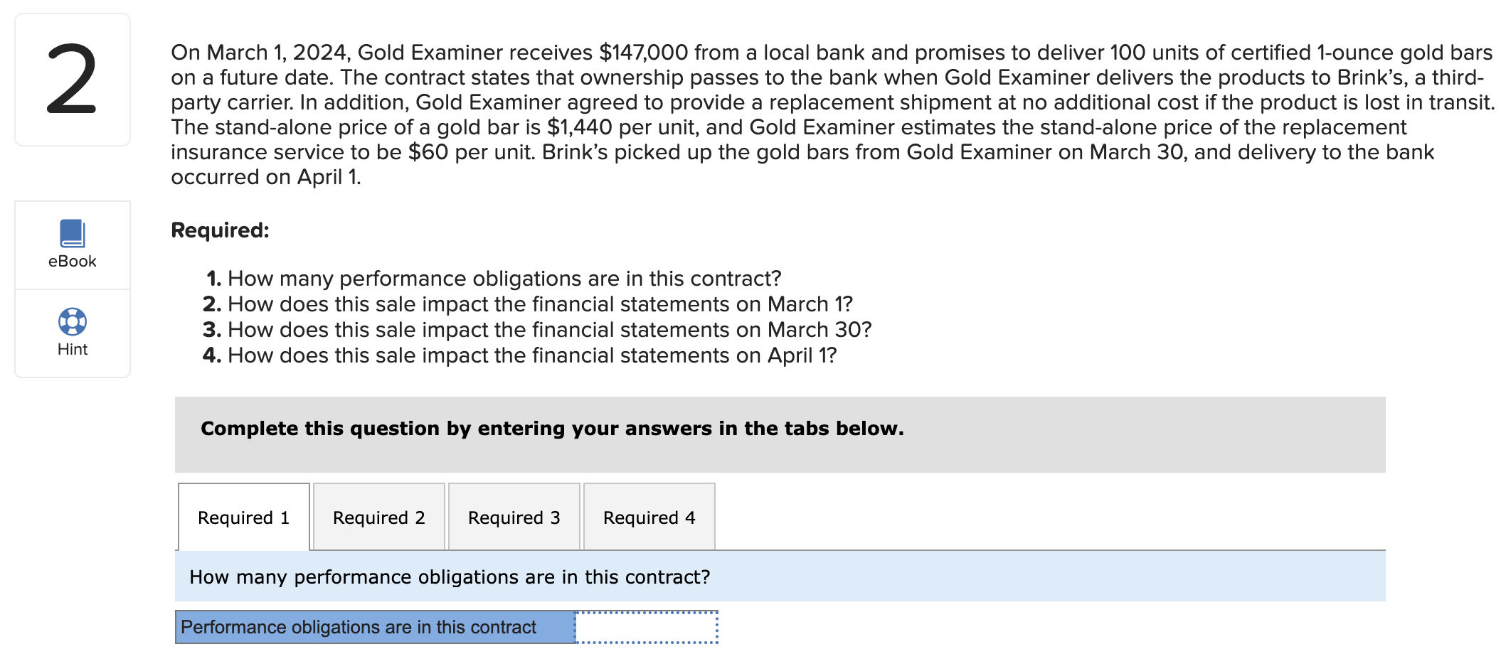 Solved On March 1, 2024, Gold Examiner receives $147,000 | Chegg.com