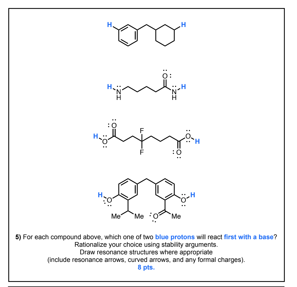 5) For each compound above, which one of two blue | Chegg.com