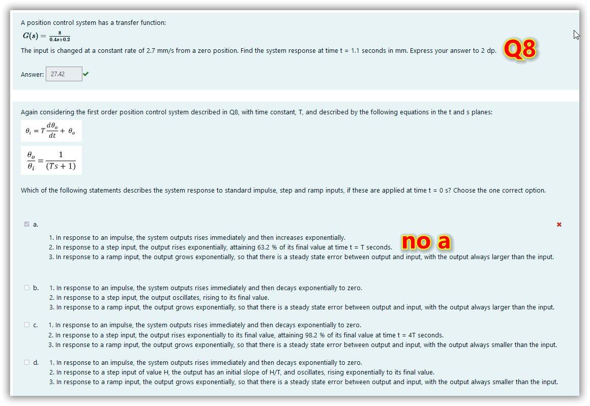 Solved 8 A position control system has a transfer function: | Chegg.com