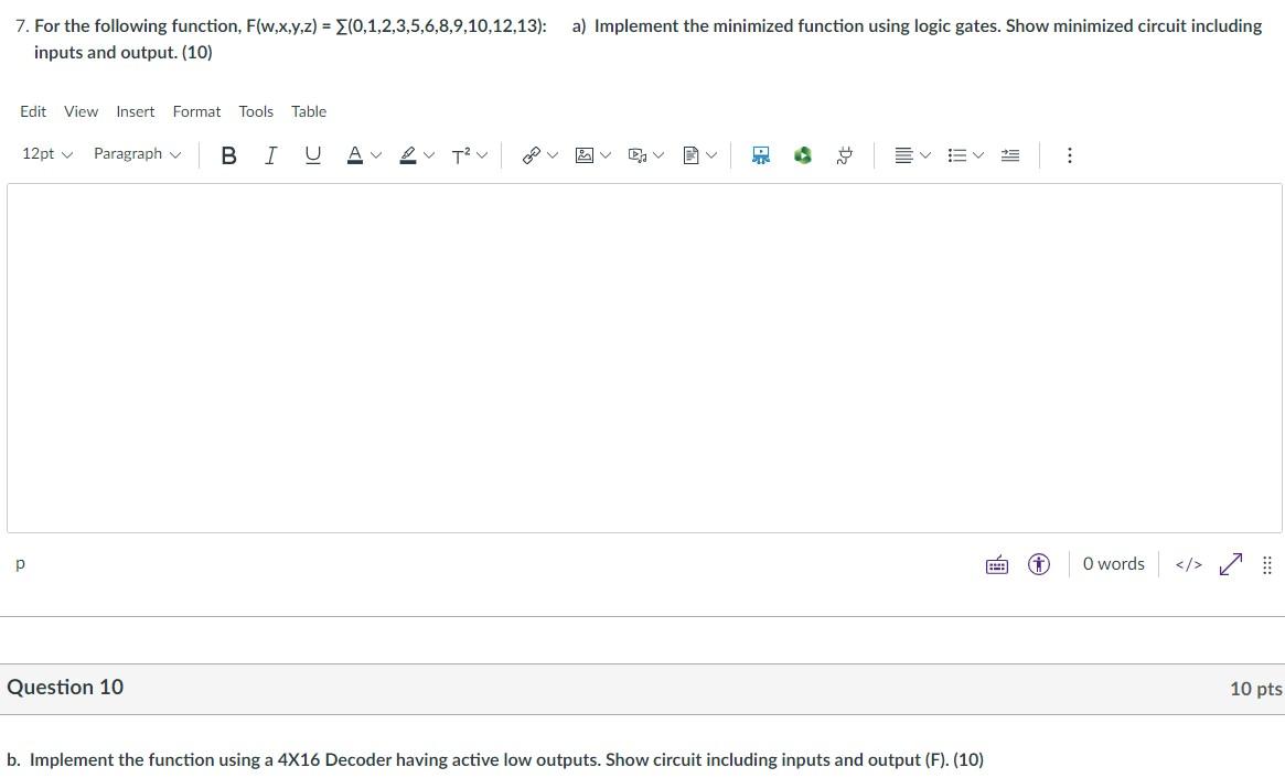 Solved a) Implement the minimized function using logic | Chegg.com