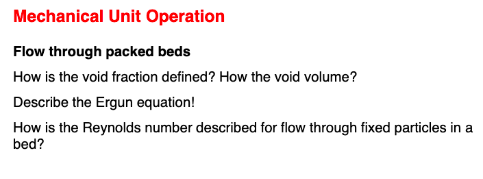 Solved Mechanical Unit Operation Flow through packed beds | Chegg.com
