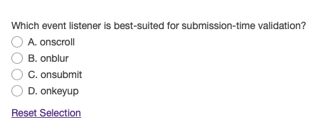 Solved Which event listener is best-suited for | Chegg.com
