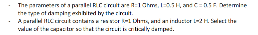 Solved The parameters of a parallel RLC circuit are | Chegg.com