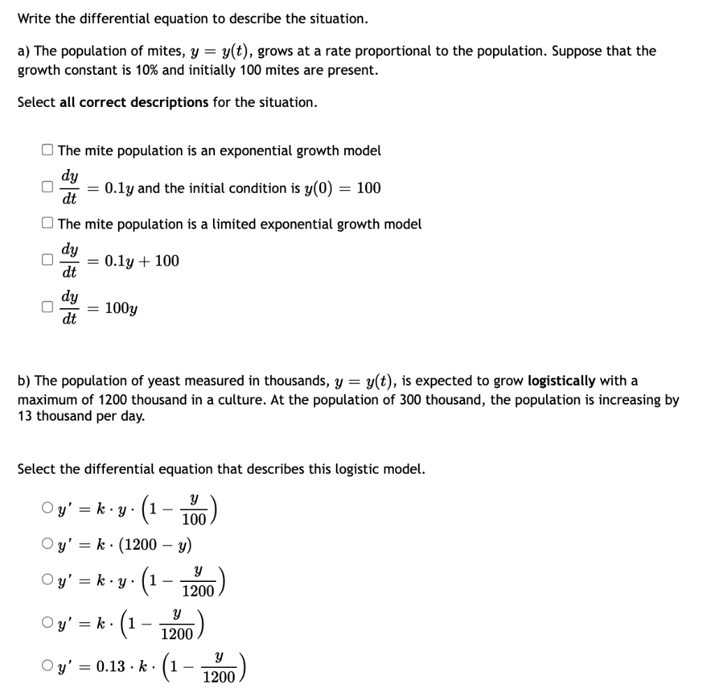 Solved Write the differential equation to describe the | Chegg.com