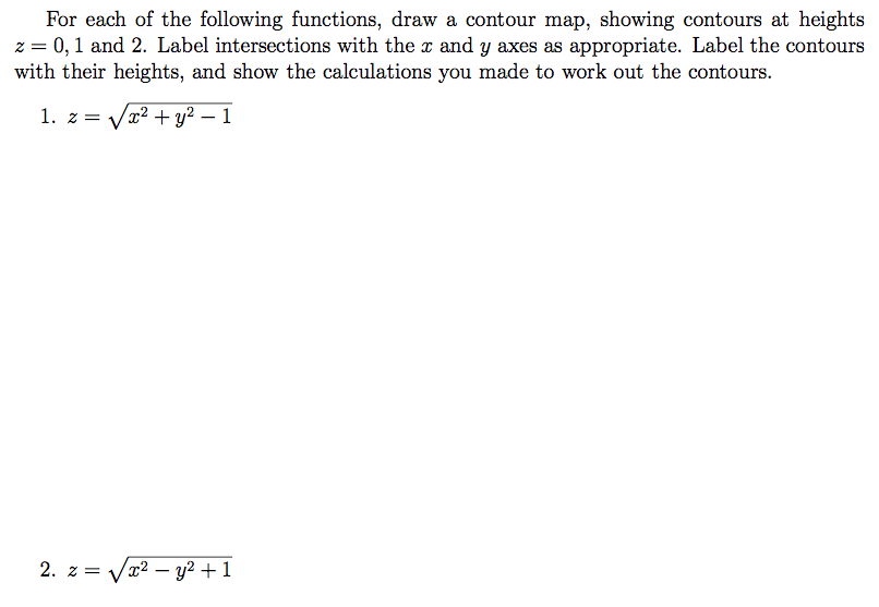Solved For each of the following functions, draw a contour | Chegg.com