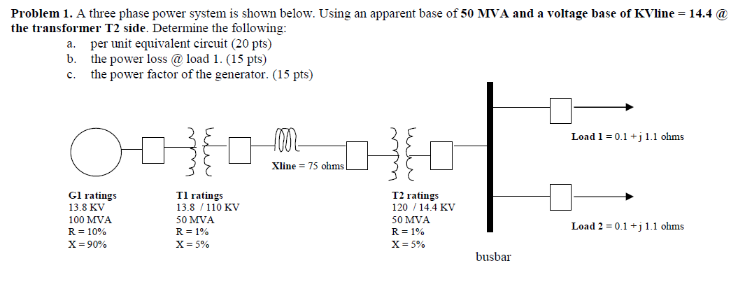 [solved] Problem 1 A Three Phase Power System Is Shown Bel