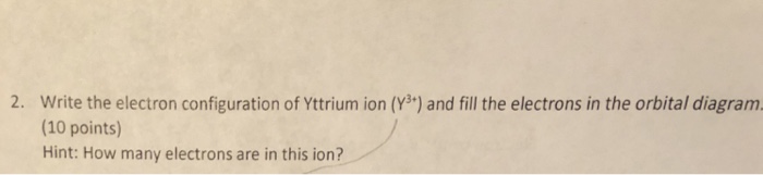 Solved 2. Write the electron configuration of Yttrium ion | Chegg.com