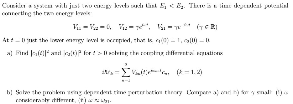 Solved Consider a system with just two energy levels such | Chegg.com