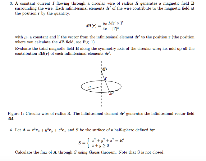 Solved 3. A constant current I flowing through a circular | Chegg.com