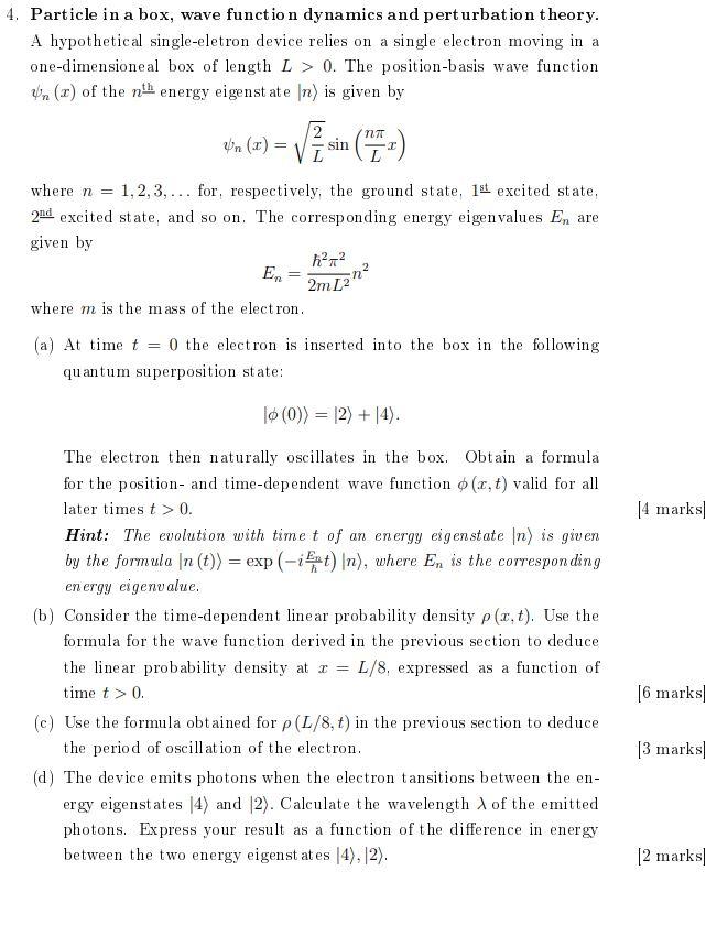 Solved 4. Particle in a box, wave function dynamics and | Chegg.com