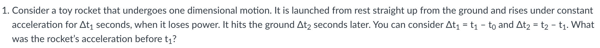 Solved 1. Consider a toy rocket that undergoes one | Chegg.com