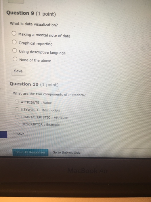 Solved Question 9 (1 point) What is data visualization? O | Chegg.com