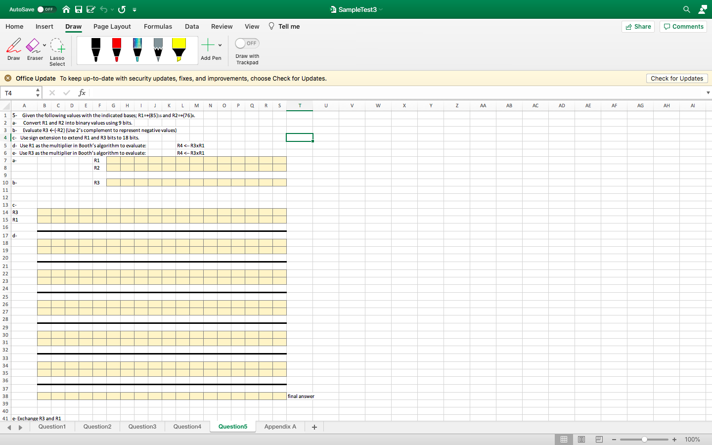 Solved AutoSave OFF HESU- Sample Test3 Home Insert Draw Page | Chegg.com
