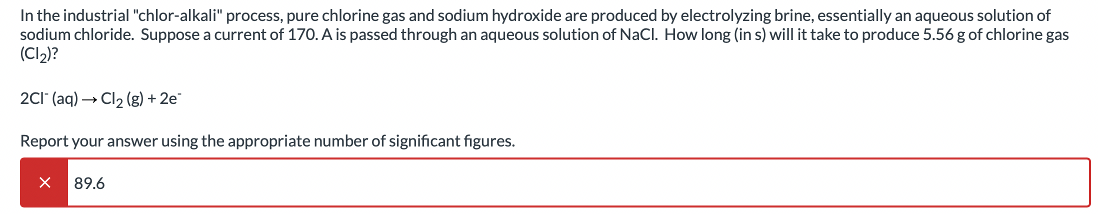 Solved In the industrial "chlor-alkali" process, pure | Chegg.com