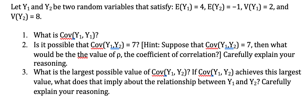 Solved Let Y1 and Y2 be two random variables that satisfy: | Chegg.com