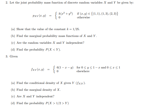 Solved Let the joint probability mass function of ﻿discrete | Chegg.com
