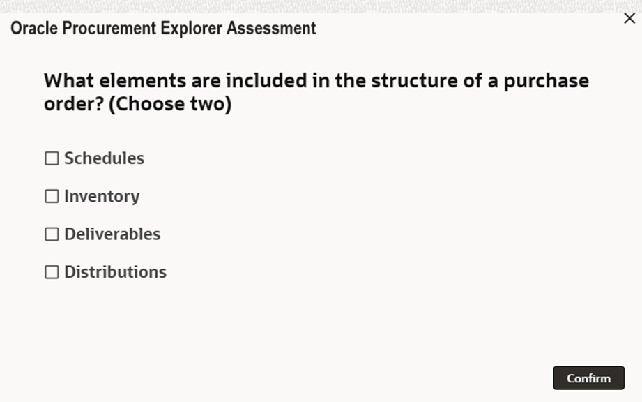 Solved Oracle Procurement Explorer AssessmentWhat elements | Chegg.com