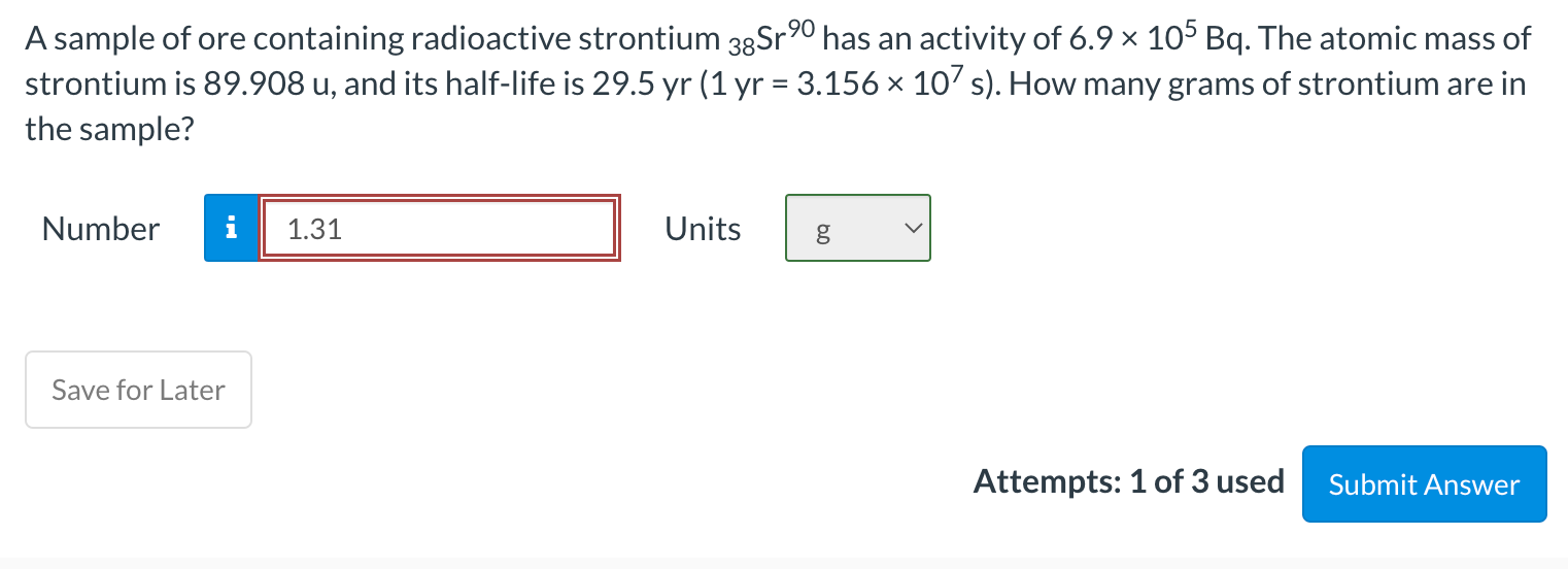 Solved A sample of ore containing radioactive strontium | Chegg.com