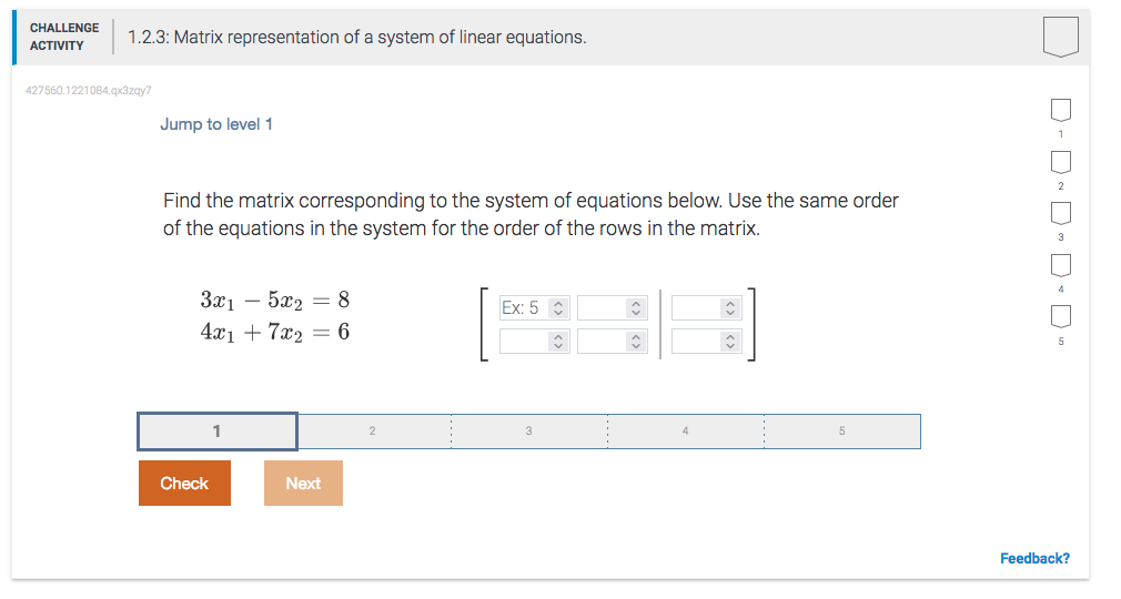 Solved 1.2.3: Matrix representation of a system of linear | Chegg.com