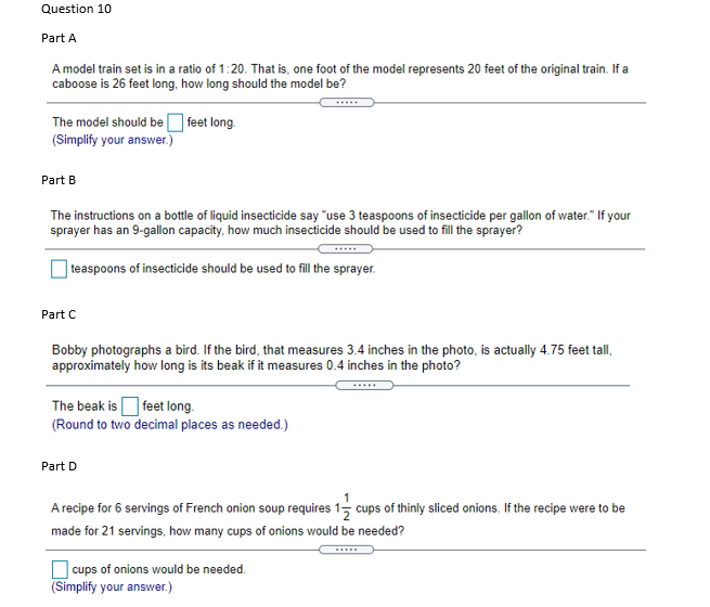Solved Question 10 Part A A model train set is in a ratio of | Chegg.com