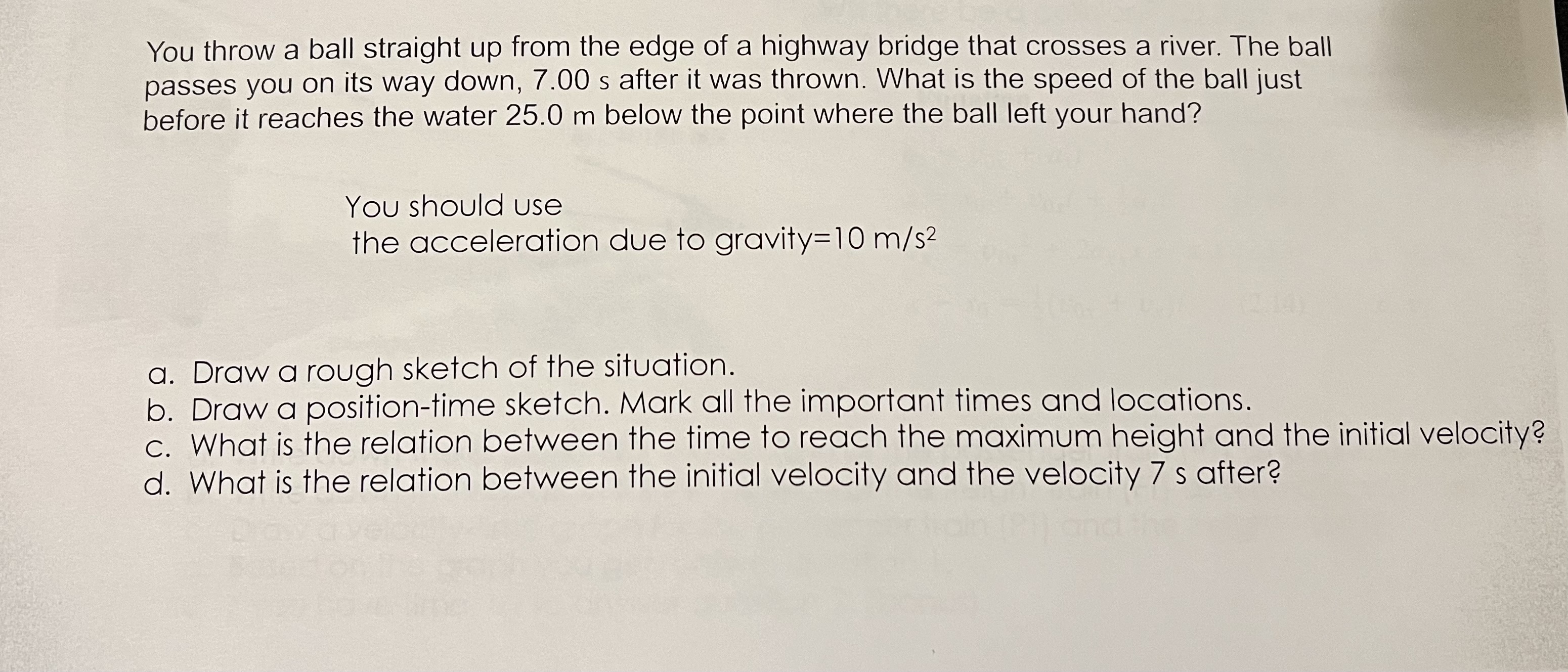 Solved You throw a ball straight up from the edge of a | Chegg.com