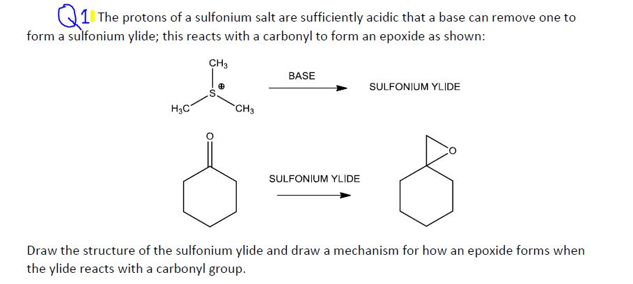 Solved Q1u 1The protons of a sulfonium salt are sufficiently | Chegg.com
