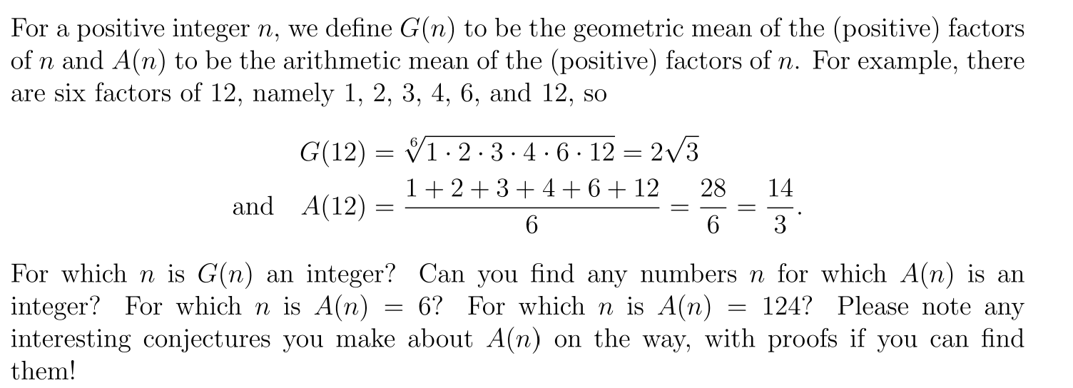 Solved For a positive integer n, we define G(n) to be the | Chegg.com