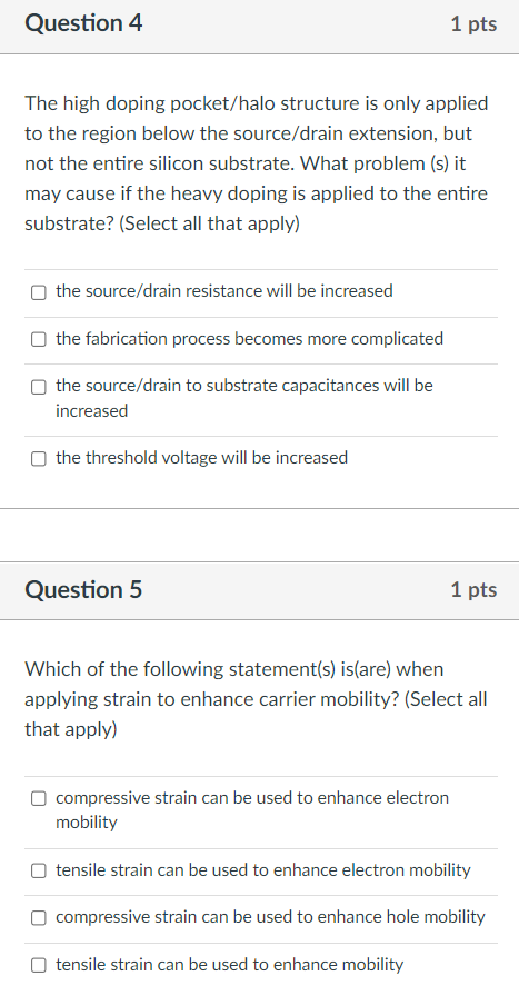 Solved The high doping pocket/halo structure is only applied | Chegg.com