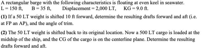 A rectangular barge with the following | Chegg.com