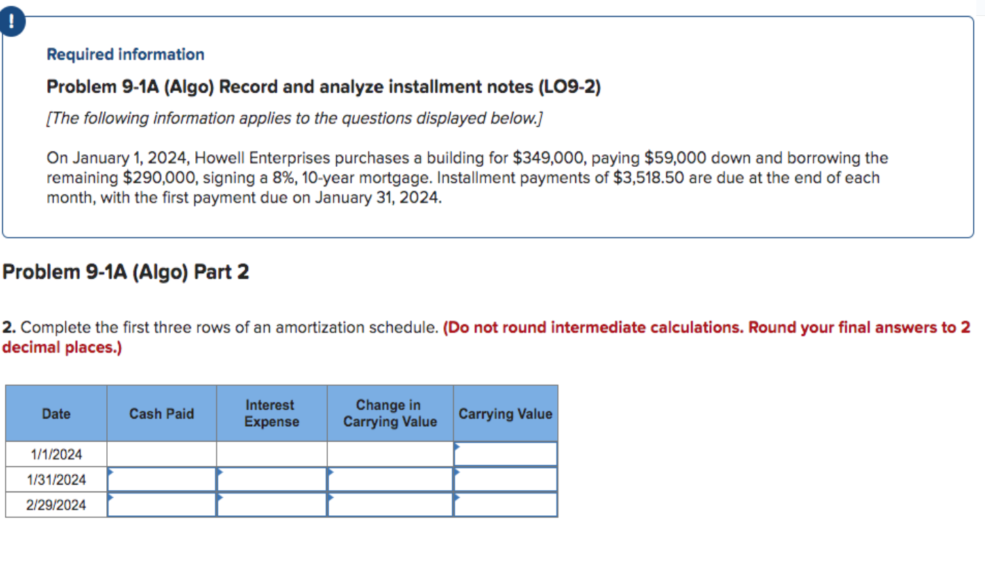 Solved Required information Problem 9-1A (Algo) Record and | Chegg.com