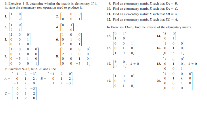 Solved In Exercises 1-8, determine whether the matrix is | Chegg.com