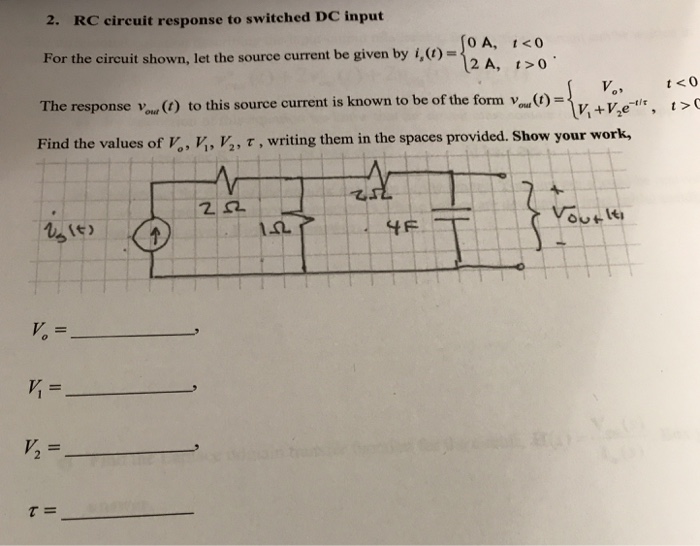Solved 2. RC circuit response to switched DC input For the | Chegg.com