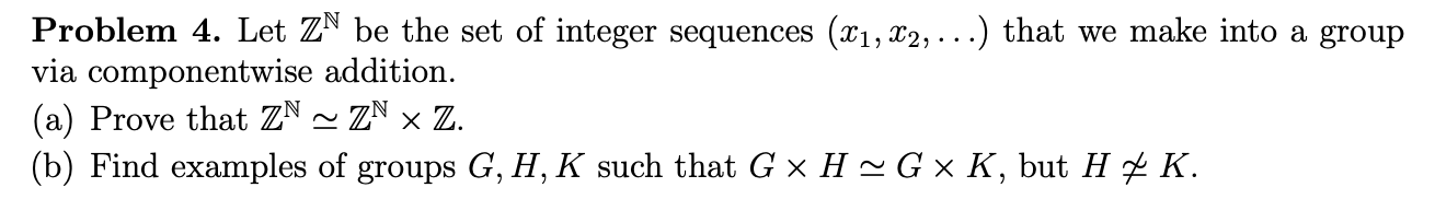 Solved Problem 4. Let ZN be the set of integer sequences | Chegg.com
