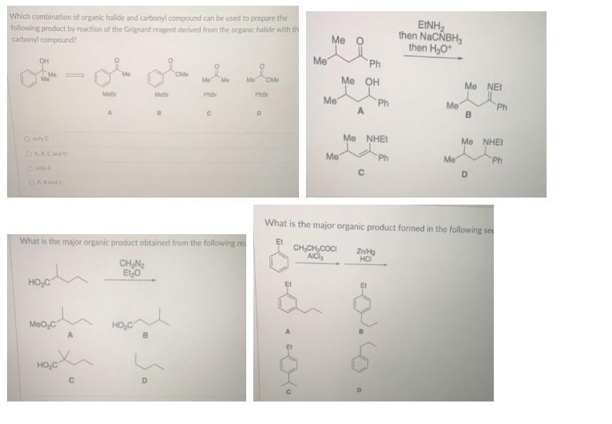 Solved answer 1 and what are the major organic compounds for | Chegg.com