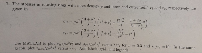 2. The stresses in rotating rings with mass density ρ | Chegg.com