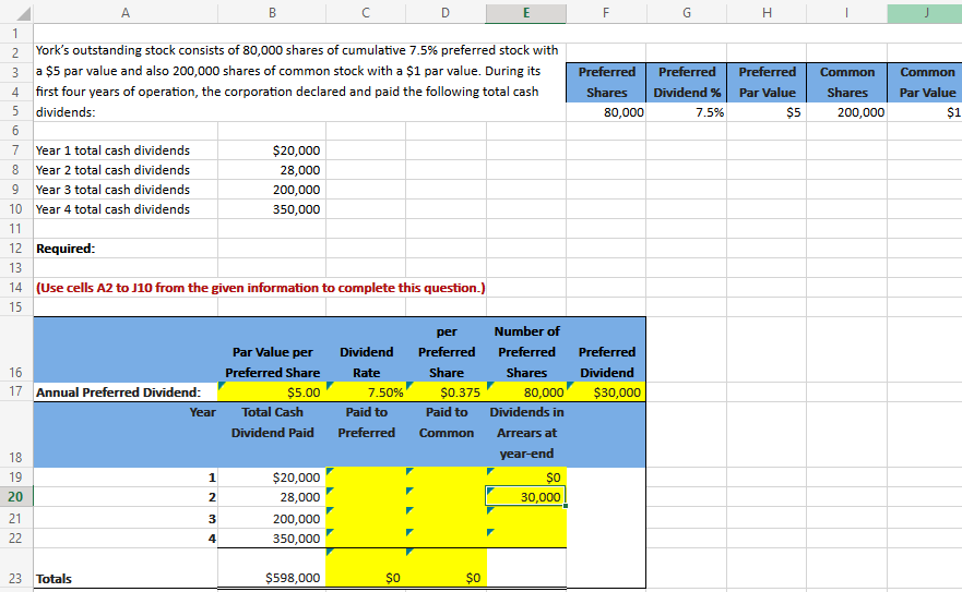 Solved I need excel formula to put in the box. example | Chegg.com
