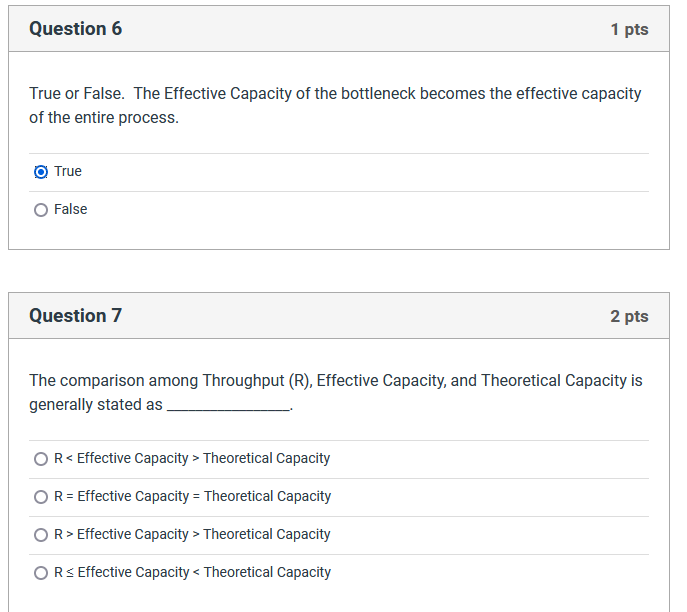 Solved True or False. The Effective Capacity of the | Chegg.com