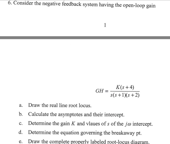 Solved Consider the negative feedback system having the | Chegg.com