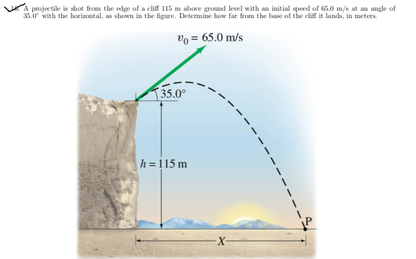 Solved 16. A projectile is shot from the edge of a cliff 115 | Chegg.com