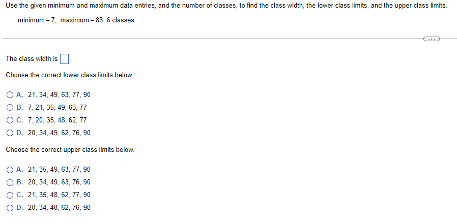Solved Use the given minimum and maximum data entries, and | Chegg.com