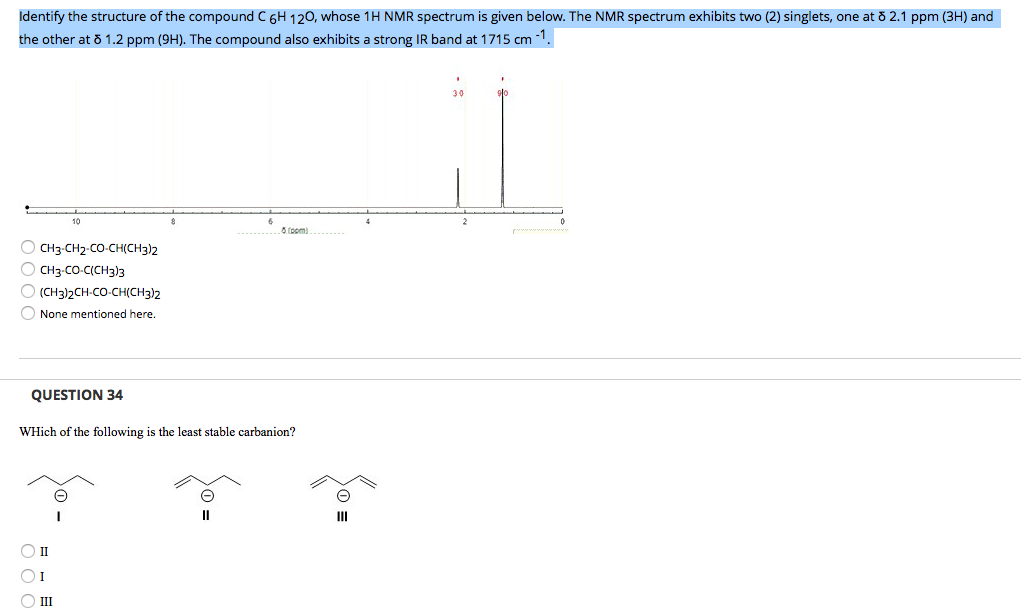 Solved Identify the structure of the compound C6H 120, whose | Chegg.com