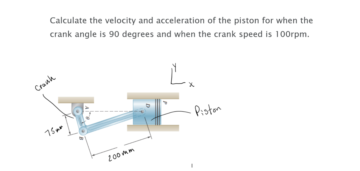 Solved Calculate the velocity and acceleration of the piston | Chegg.com