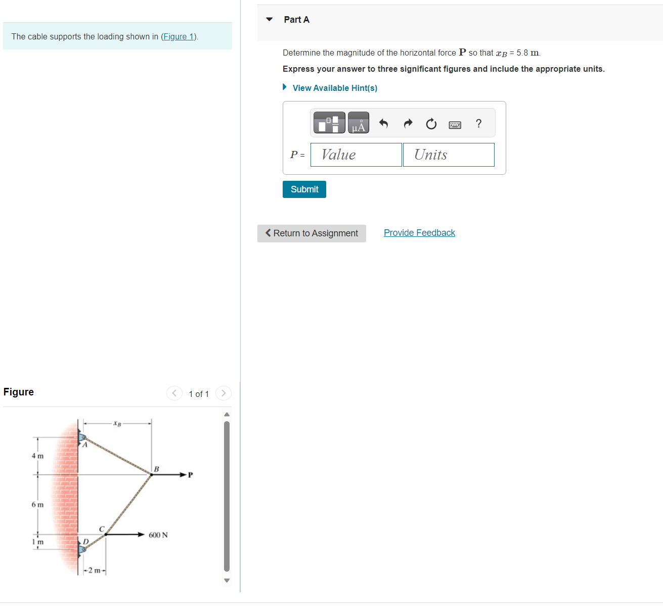 Solved The cable supports the loading shown in Determine the | Chegg.com