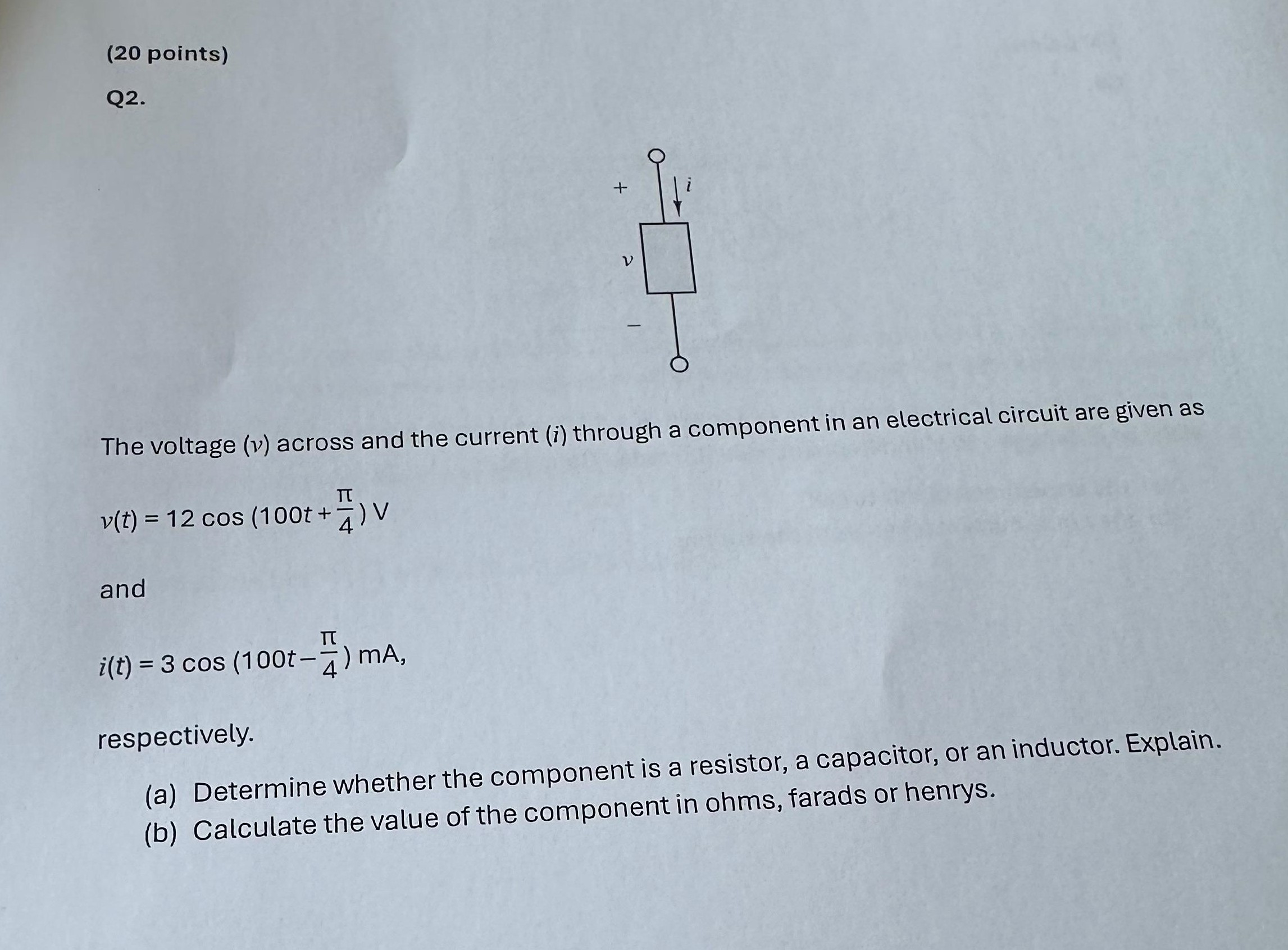 Solved (20 ﻿points)Q2.The voltage (u ) ﻿across and the | Chegg.com