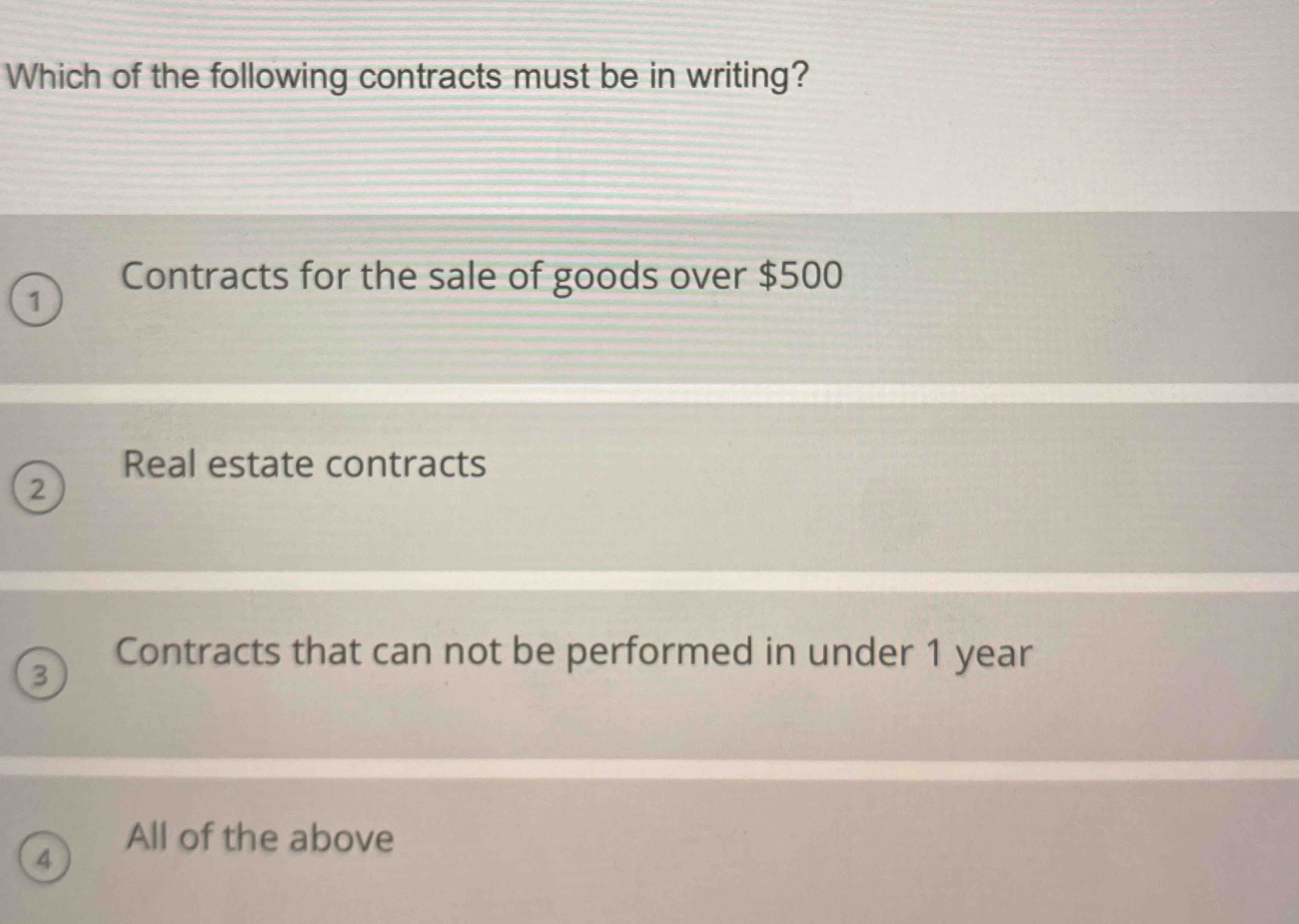 Solved Which of the following contracts must be in | Chegg.com