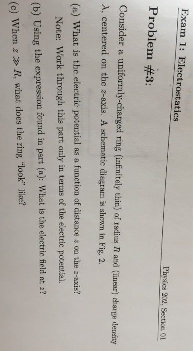 Solved Exam 1: Electrostatics Physics 202, Section 01 | Chegg.com