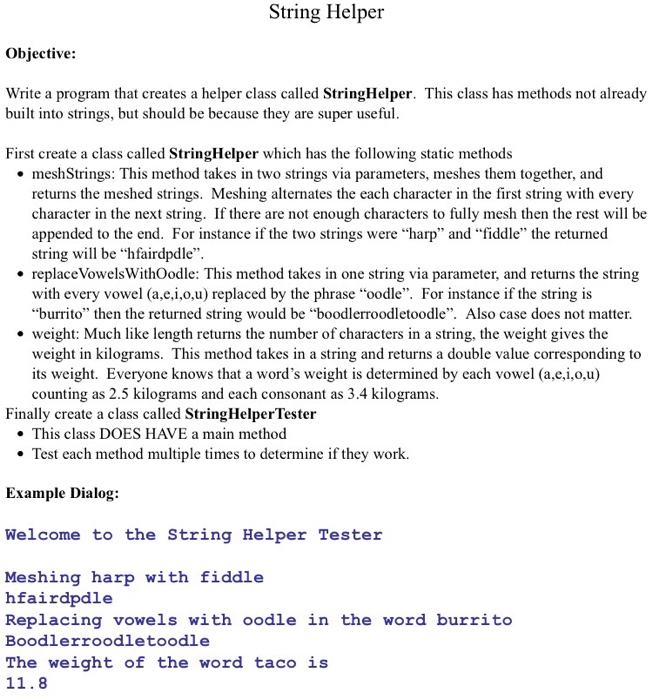 Solved Write A Program That Creates A Helper Class Called