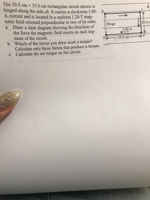 Solved The 20.0 cm x 35.0 cm rectangular circuit shown is | Chegg.com