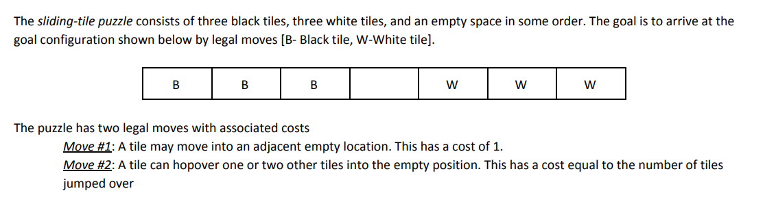 The sliding-tile puzzle consists of three black | Chegg.com